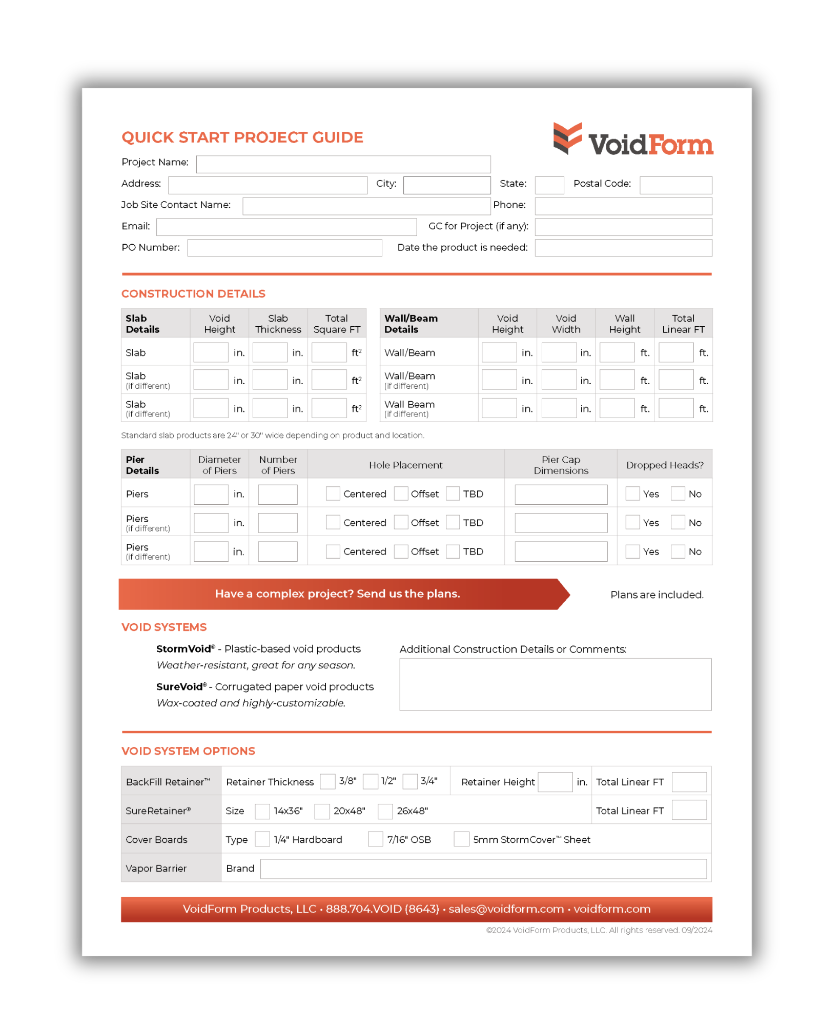 StormVoid Systems Specifications Thank You for Downloading | VoidForm